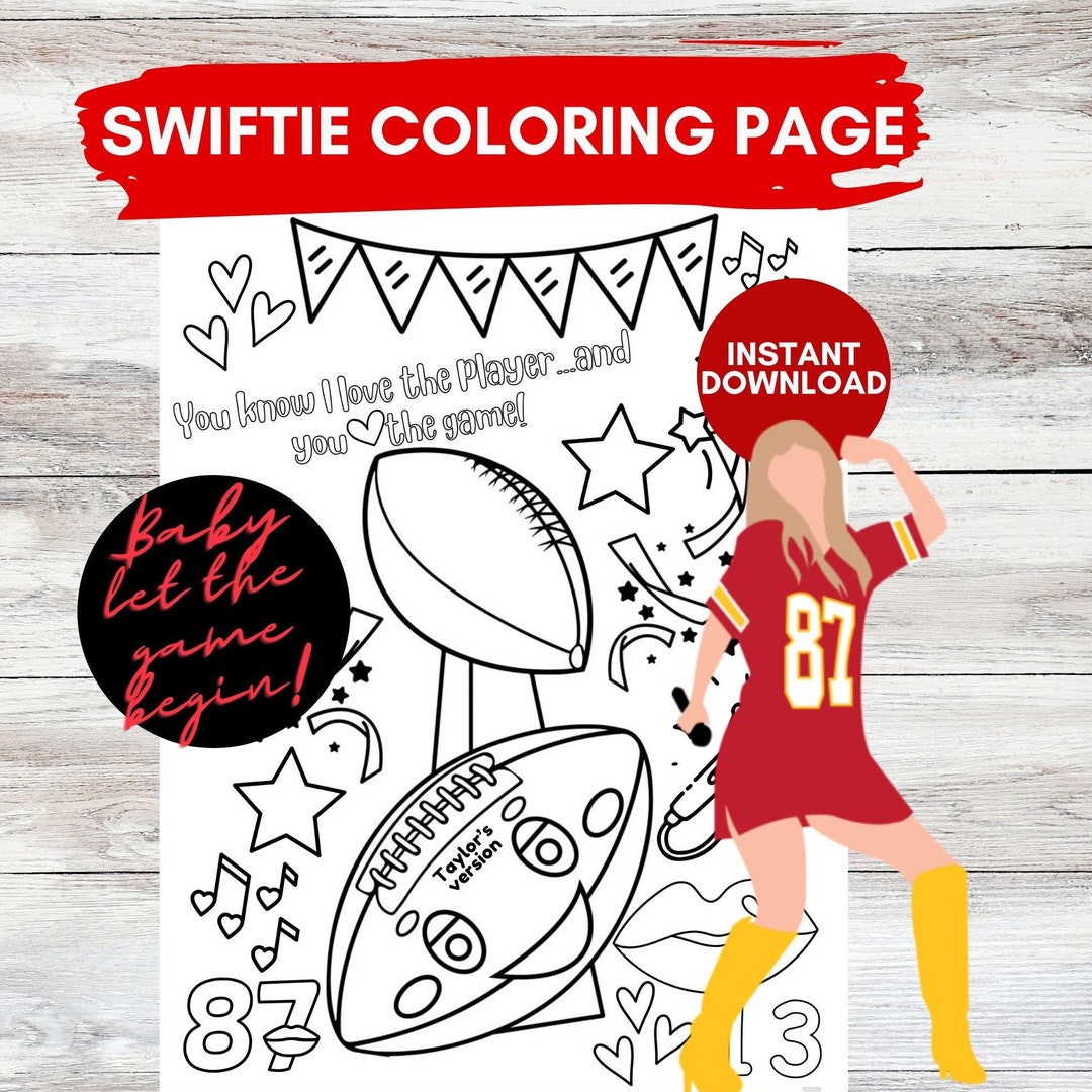 Taylor Swift Super Bowl Football Coloring Page Swiftie Printables ...