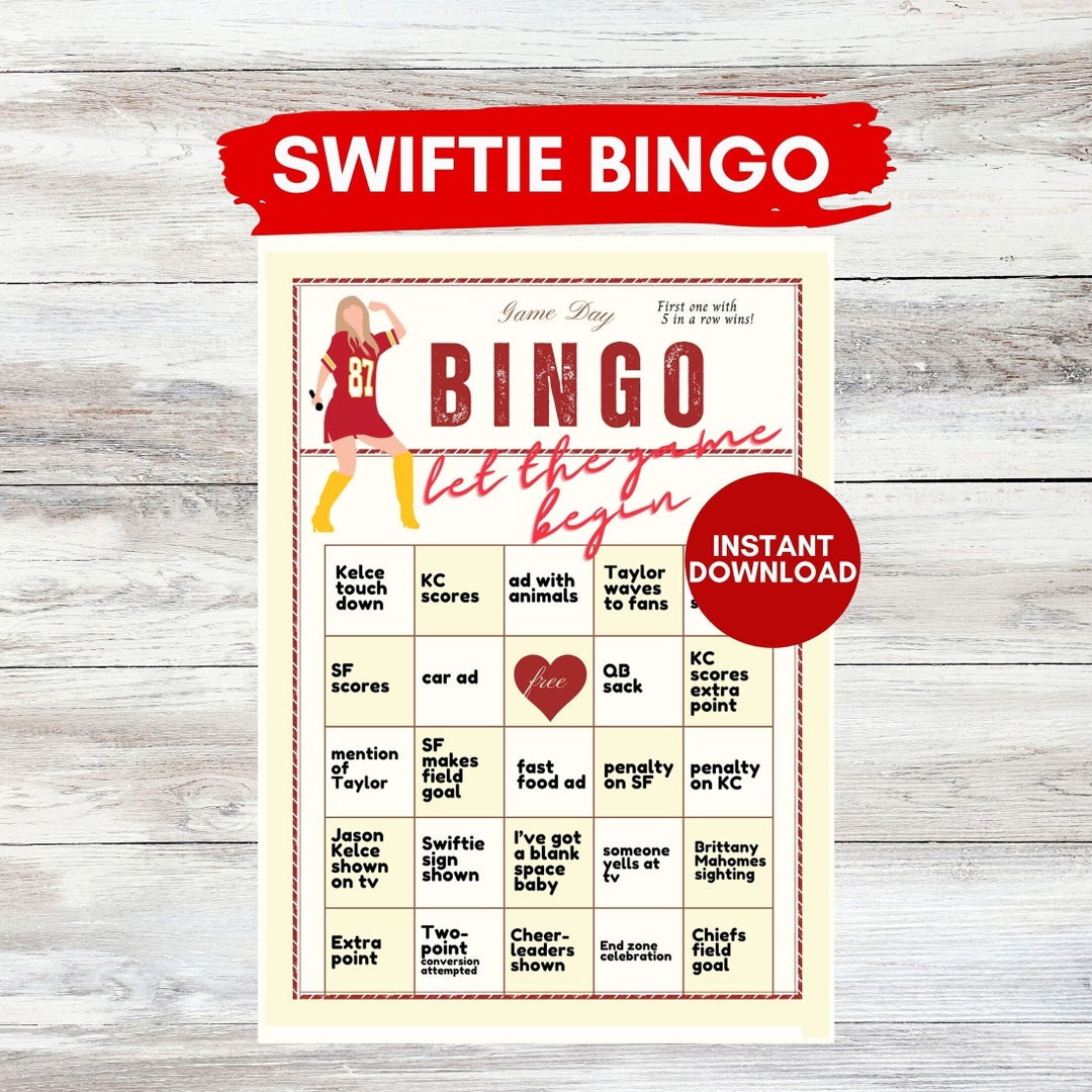 Taylor Swift Superbowl Party Bingo Super Bowl Bingo T Swift Superbowl ...