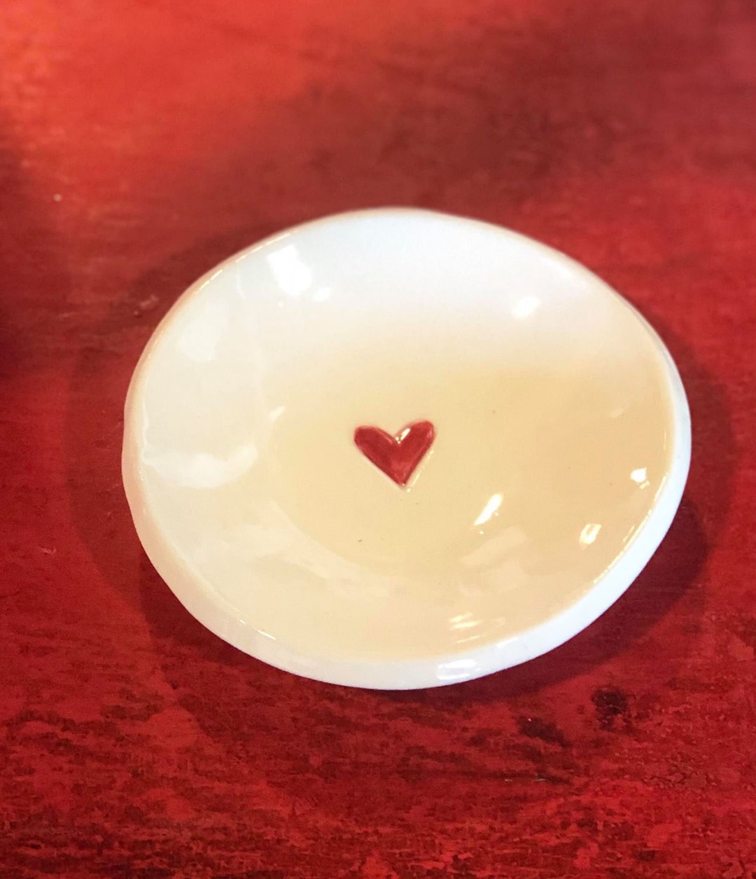 Red Heart Ring Dish, Ceramic Trinket Dish - Etsy