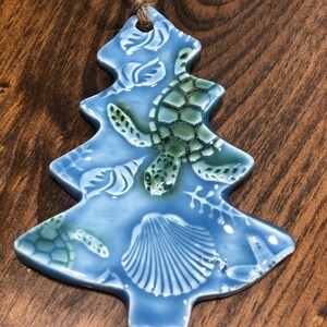 Sea Turtle Christmas Tree Ornament: Handmade Pottery, Beach Theme - Etsy