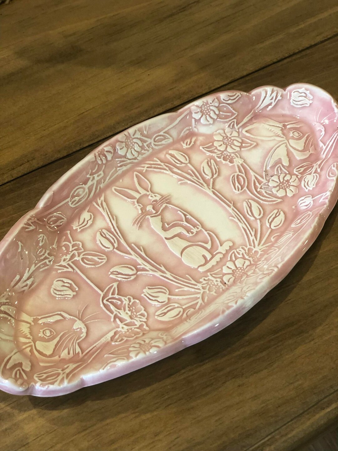 Scalloped Rabbit Dish, Ceramic Easter Dish - Etsy