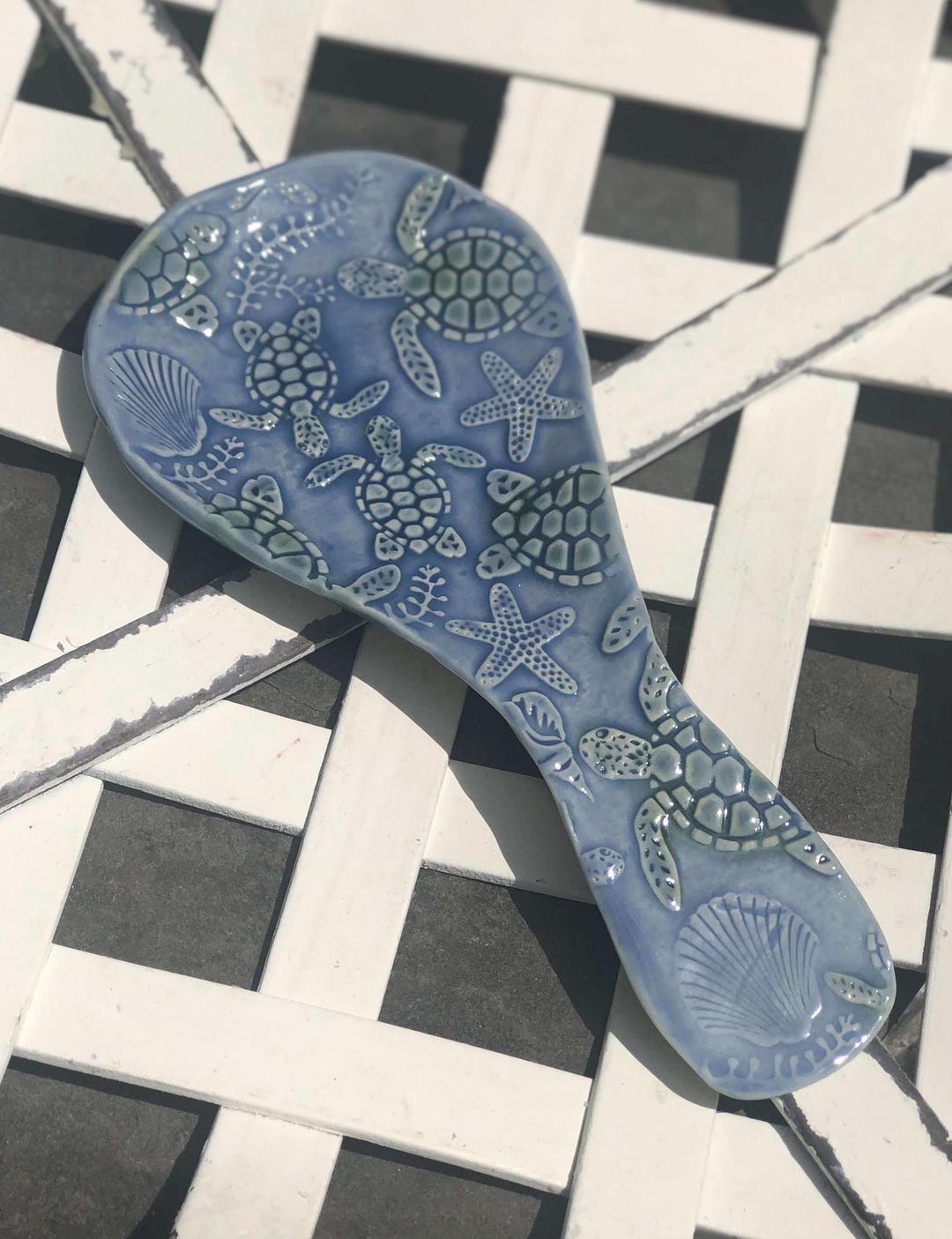Sea Turtle Spoon Rest: Handmade Pottery, Coastal Kitchen Decor - Etsy