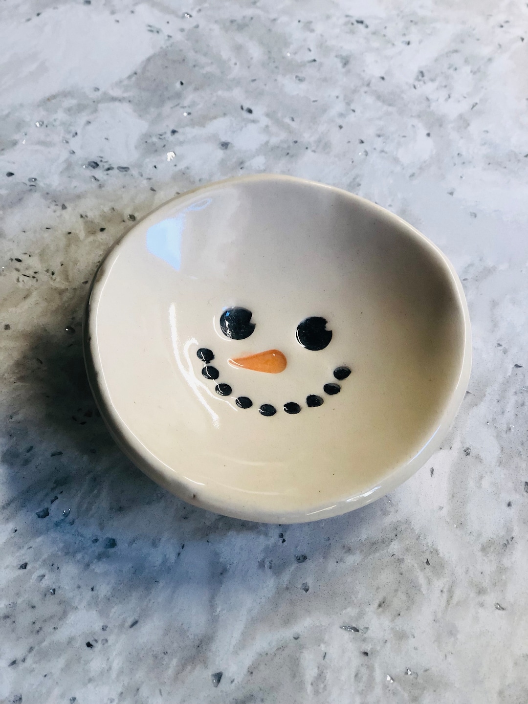 Snowman Trinket Dish, Winter Pottery - Etsy