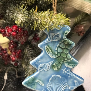 Sea Turtle Christmas Tree Ornament: Handmade Pottery, Beach Theme - Etsy