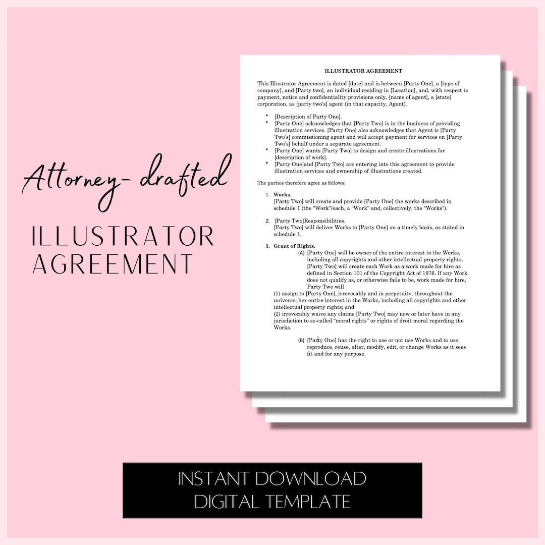 Illustrator Agreement Legal Document - Digital Template Instant ...