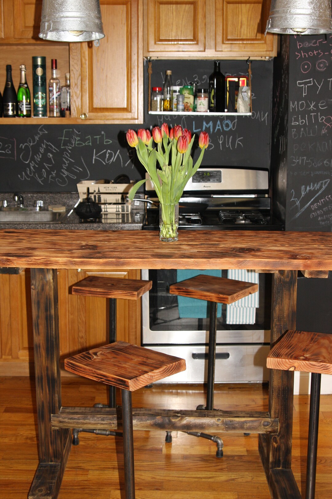 Handmade Craft Wooden Table From Reclaimed Wood. Rustic Wooden Table ...