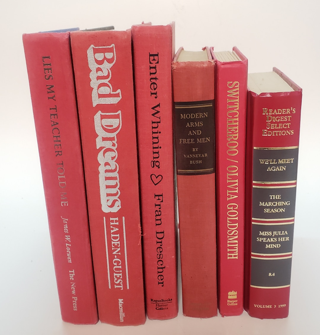 Book Stack in Shades of Red/vintage Random Books for Decor/bookshelf ...