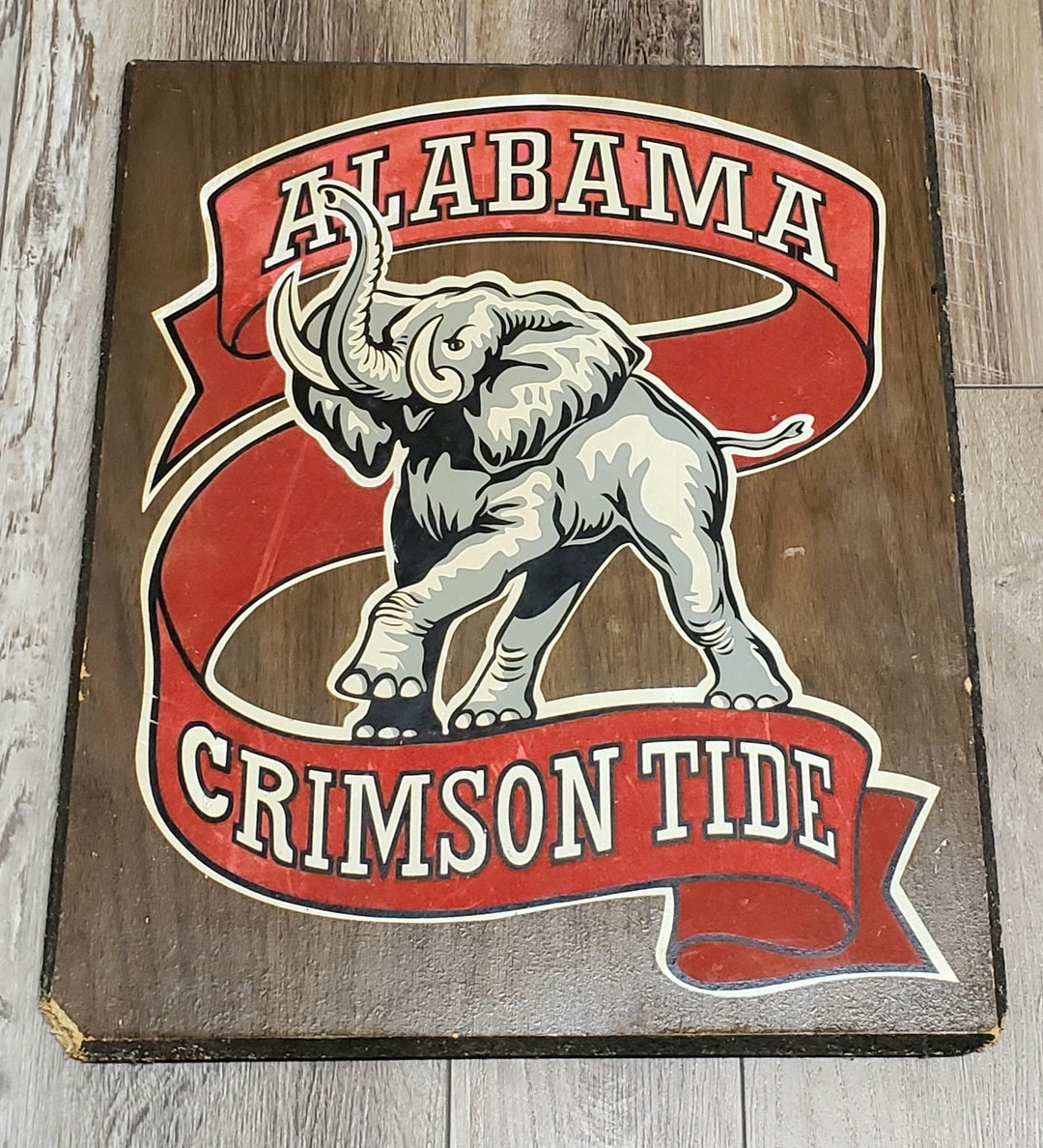 Alabama Crimson Tide Large Flocked Wooden Wall Plaque/vintage 1980s ...