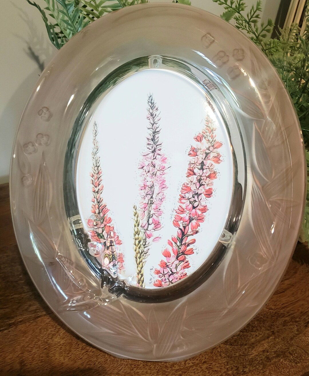 Mikasa Crystal Oval Picture Frame Pink Frost Glass/vintage 1990s 12 ...