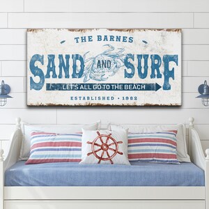 Sand & Surf Sign Seaside Lover Gift Family Beach Sign Rustic - Etsy