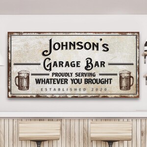 Garage Bar Sign Basement Bar Sign Wall Art Décor Personalized Bar Sign ...