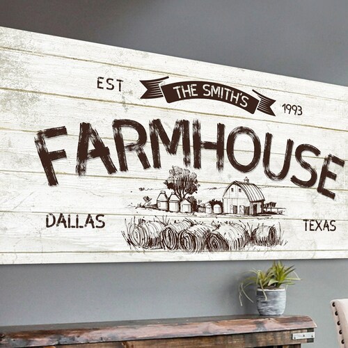 Custom Family Name Sign Modern Farmhouse Decor Vintage Rustic - Etsy