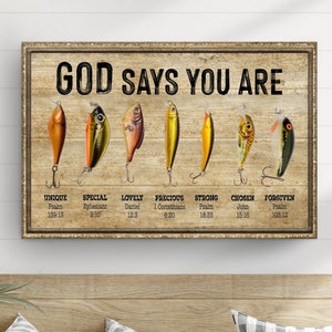 Fishing Sign | God Says You Are Fishing Lure Print | Christian Wall Art ...