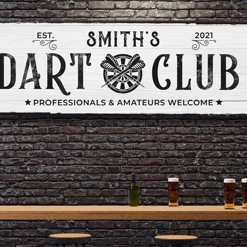 Dart Club Sign Personalized Gamer Name Man Cave Sign - Etsy