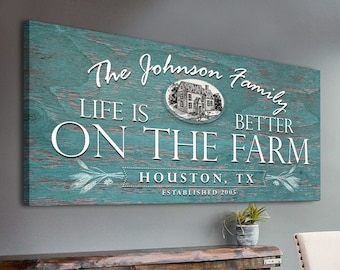 Farmhouse Sign Life is Better on the Farm Wall Art Custom Family Name ...