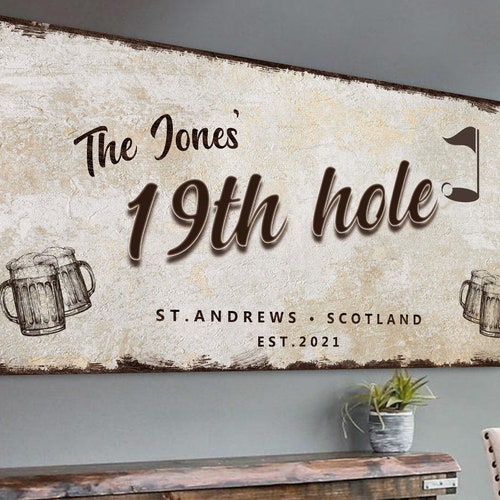 19th Hole Sign Personalized Golf Sign Rustic Golf Wall - Etsy