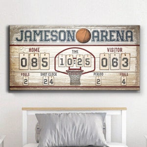 Personalized Basketball Scoreboard Sign | Game Room Wall Decor ...