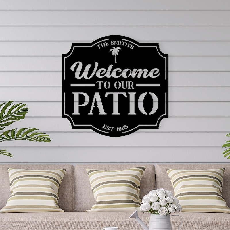 Welcome to Our Patio Sign - Etsy