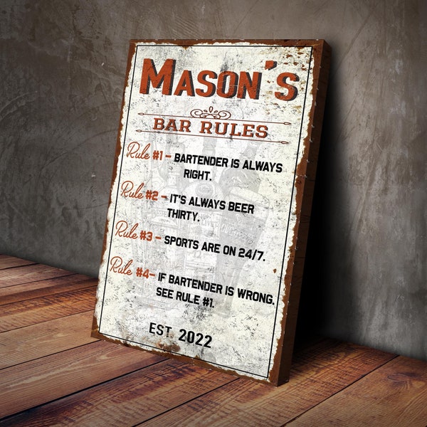 Bar Rules Sign - Etsy