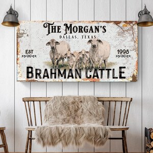 Brahman Cattle Wall Sign | Personalized Brahman Cow Sign Canvas ...