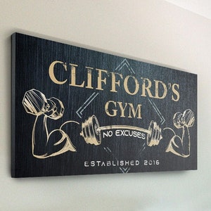 Gym Sign | No Excuses Home Gym Sign | Custom Name Sign | Workout Room ...