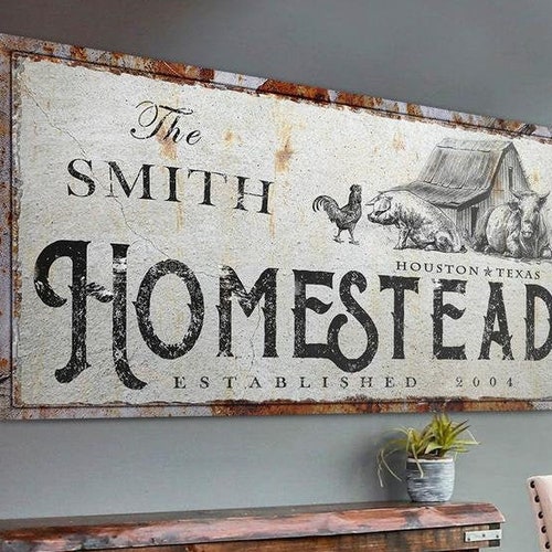Homestead Farmhouse Sign Home Decor Family Farm Sign | Etsy