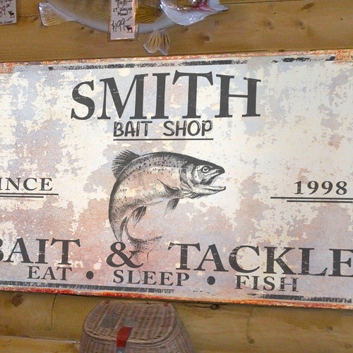 Large Metal Bait Shop Sign Beer Ice Tackle Minnows Rustic - Etsy
