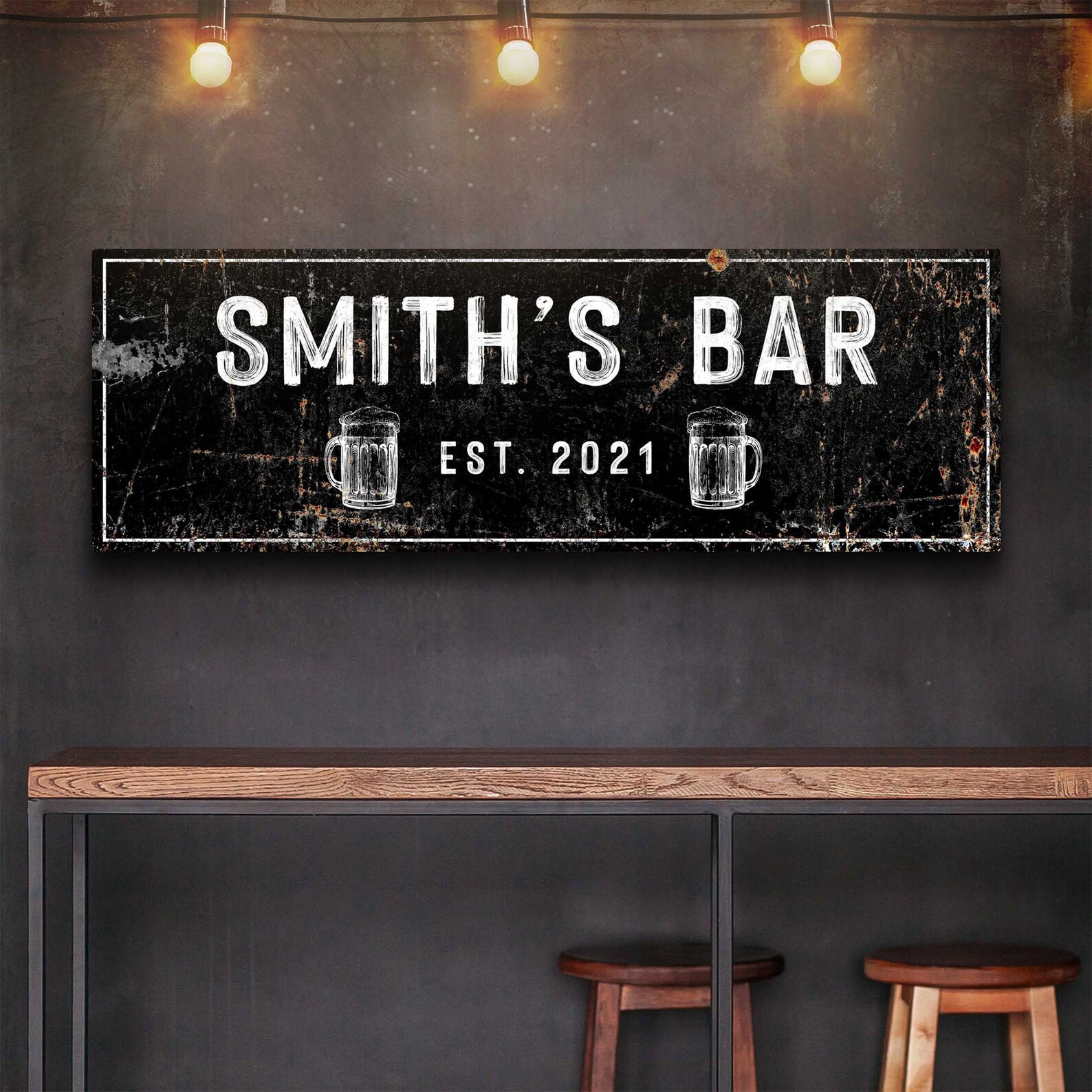 Bar Sign Basement Bar Wall Art Décor Rustic Home Canvas Wall | Etsy