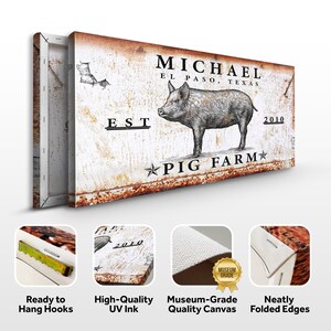Pig Decor Ranch Sign | Pig Canvas Farmhouse Decor | Custom Farm Sign ...