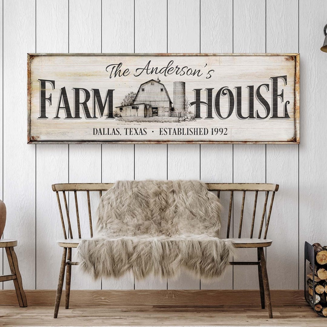 Personalized Farmhouse Sign Wall Art | Farmhouse Wall Art | Name Canvas ...