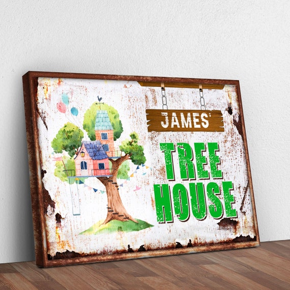 Treehouse Sign Tree House Wall Art Unique Baby Boy Gift - Etsy