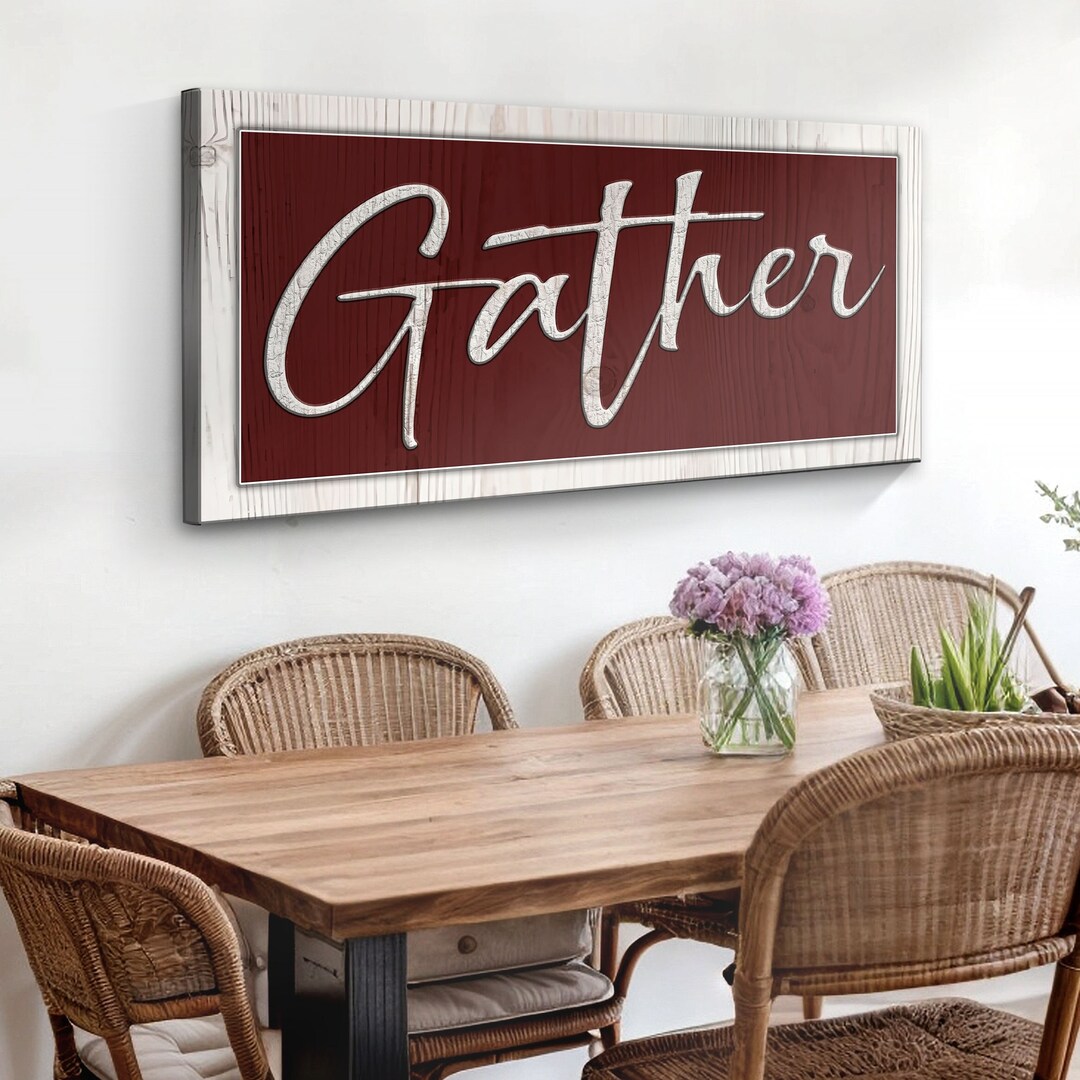 Gather Kitchen Sign | Kitchen Wall Art Canvas | Living Room Farmhouse ...