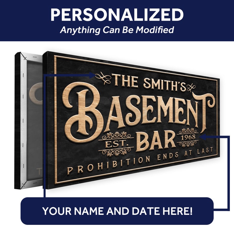 Basement Bar Sign | Bar Sign Custom | Bar Sign for Home Bar ...