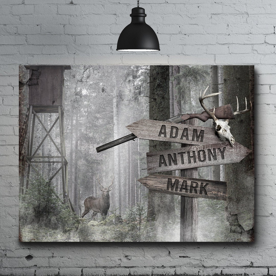 Hunting Gifts for Men | Deer Hunting Decor | Custom Family Names Deer ...