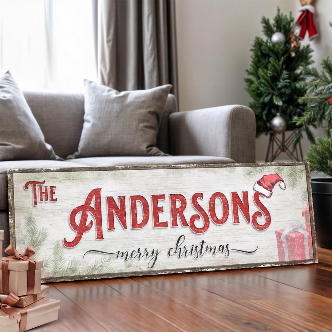 Personalized Christmas Sign | Christmas Family Name Sign | Custom Name ...