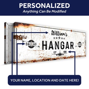 Hangar Sign | Airplane Decor | Pilot Sign | Aviation Wall Art Custom ...