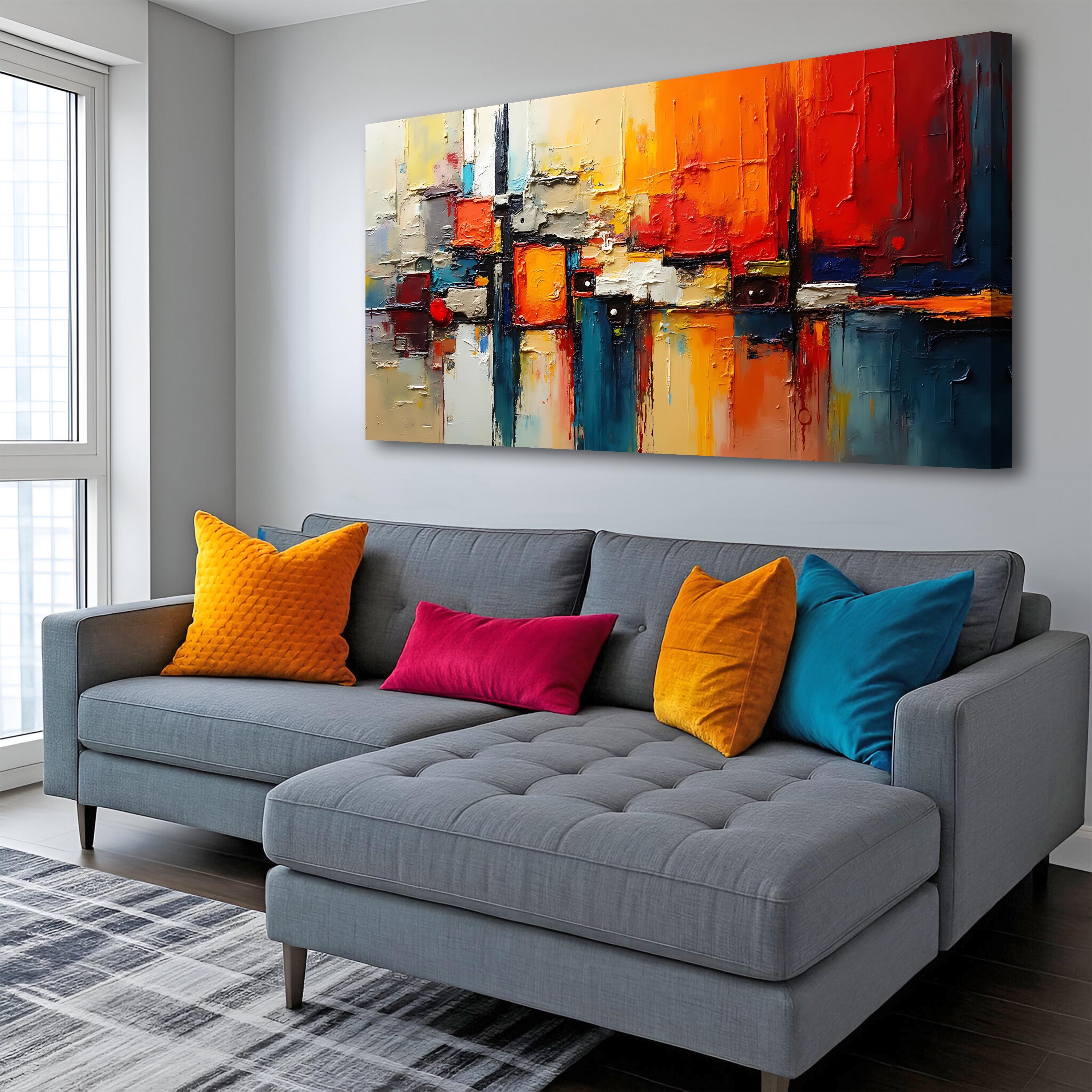 Colorful Abstract Wall Art | Modern Geometric Painting | Large Wall ...