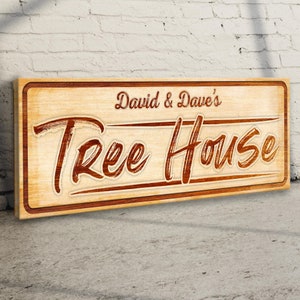 Treehouse Sign Living Room Wall Art Personalized Tree House Signs ...
