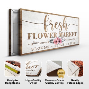 Fresh Flower Market Sign, Spring Farmhouse Wall Decor, Garden Sign - Etsy