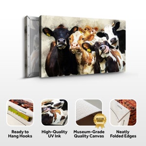 Cow Portrait Wall Art | Animal Portrait Canvas Wall Decor | Farm Animal ...