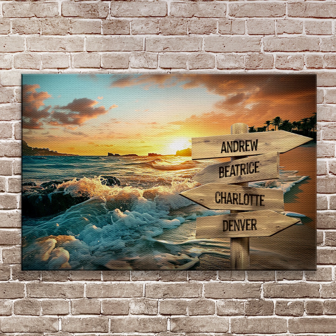 Personalized Canvas Wall Art, Sunset Colorful Family Name Sign, Multi ...