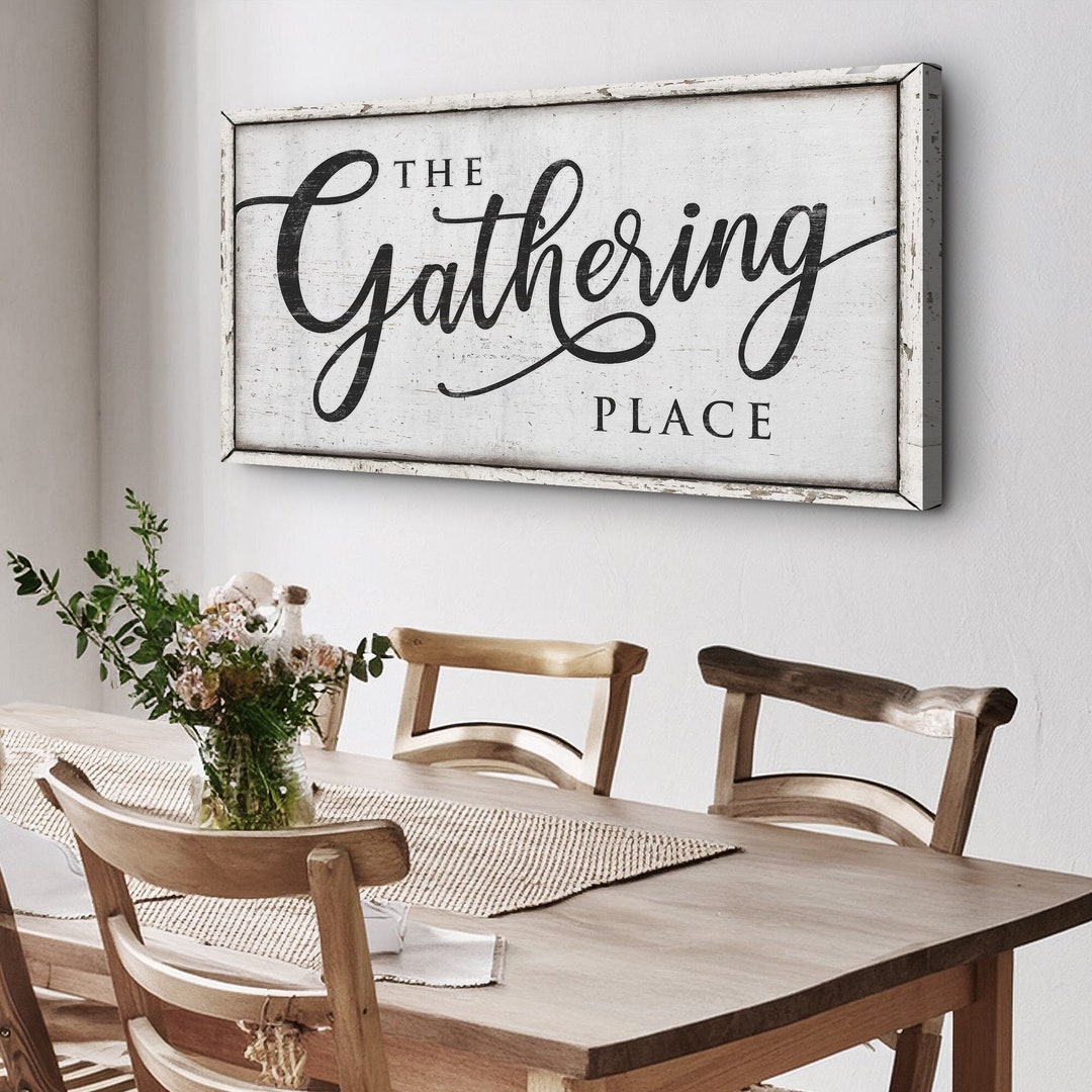 The Gathering Place Kitchen Sign | Thanksgiving Sign Wall Art | Kitchen ...