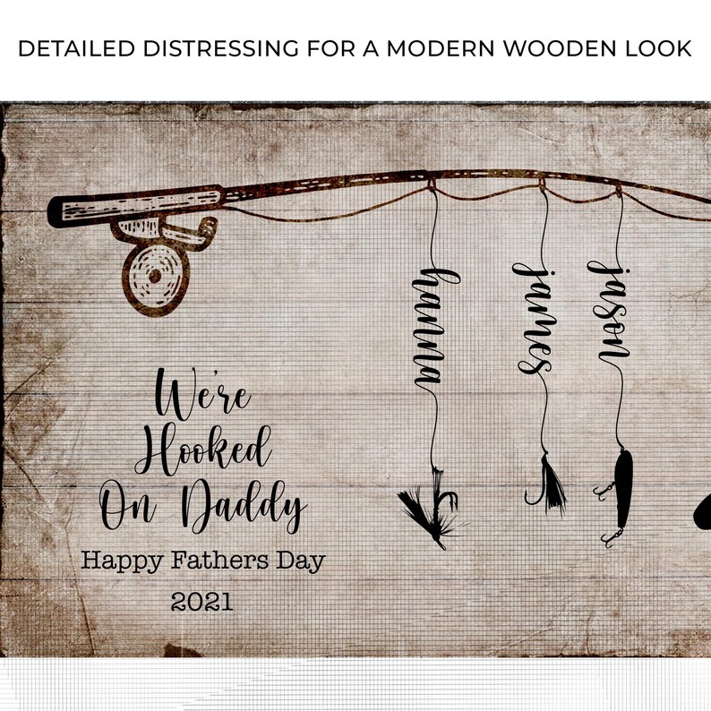 Fathers Day Gift Sign Were Hooked on Daddy Wall Art - Etsy