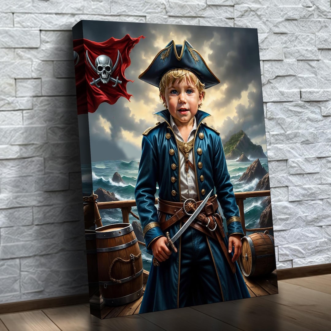 Daring Pirate Captain Wall Art | Portrait From Photo | Pirate Wall Art ...
