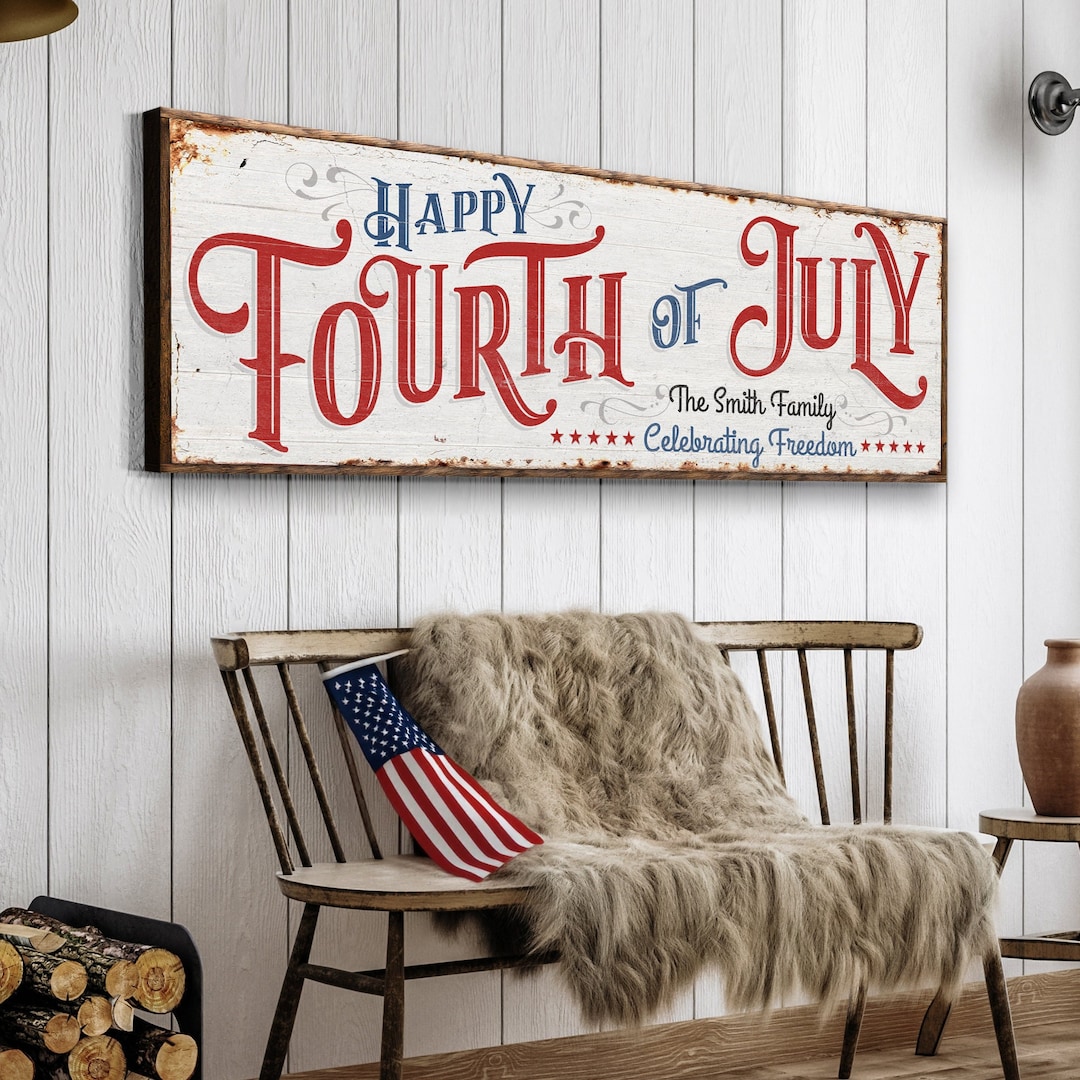Happy 4th of July Personalized Canvas Decor | Independence Day Canvas ...