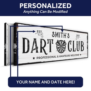 Dart Board | Dart Club Wall Sign | Personalized Man Cave Wall Décor ...