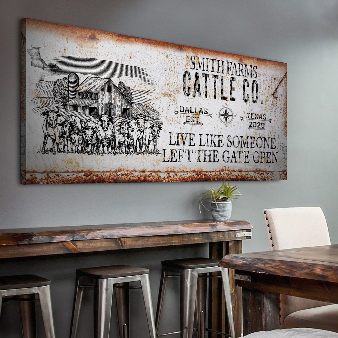 Cattle Sign Ranch Wall Decor | Cattle Company Sign Farm Wall Decor ...
