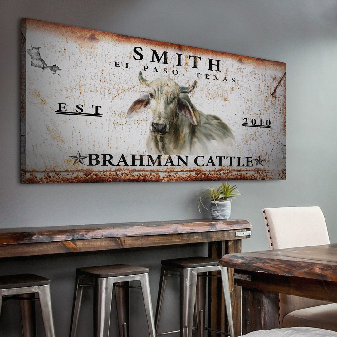 Brahman Cattle Sign | Brahman Cow Cattle Ranch Sign | Cattle Picture ...