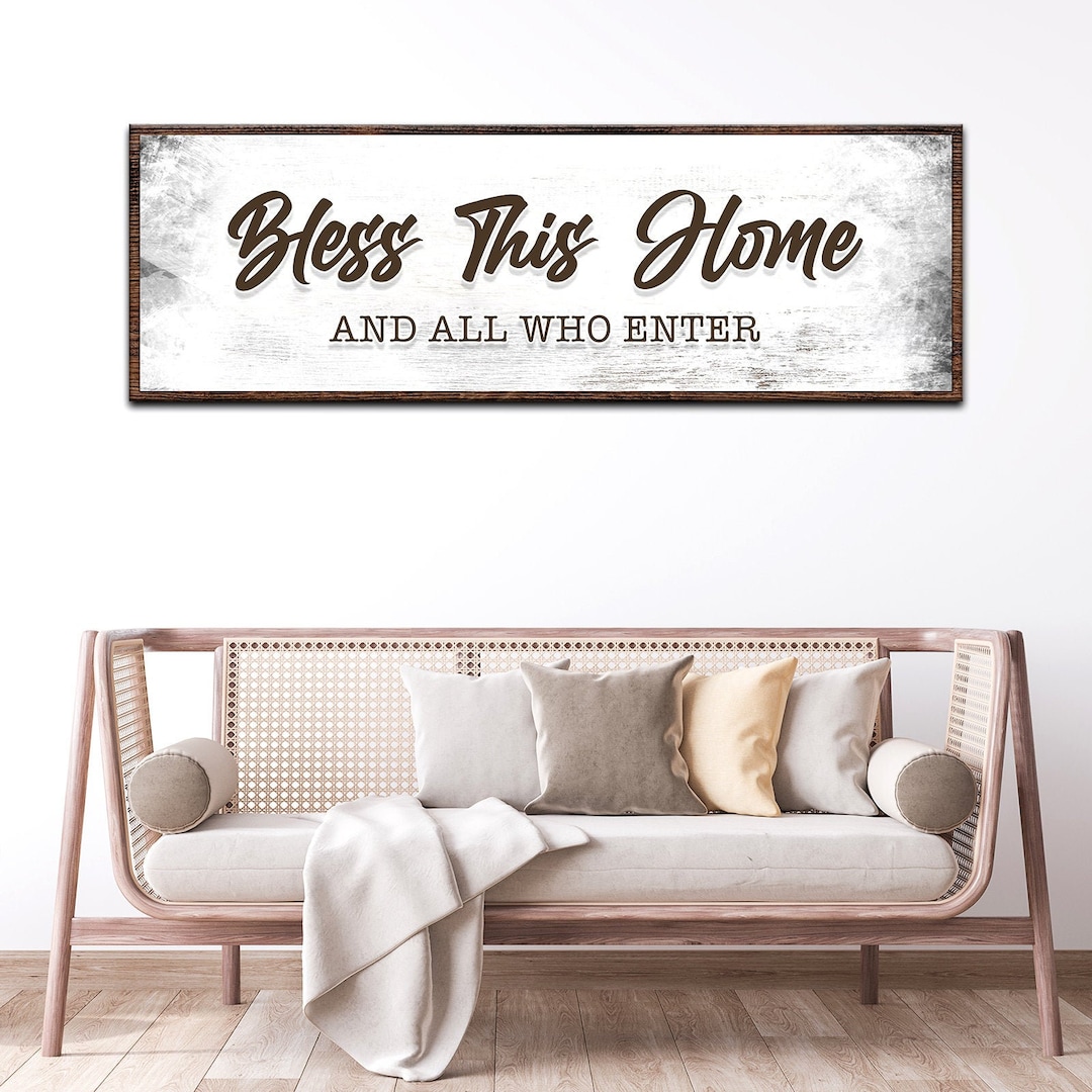 Bless This Home and All Who Enter Welcome Sign | Bible Sign Entryway ...