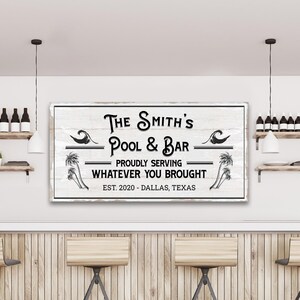 Custom Pool Bar Sign Canvas - Patio and Poolside Decor - Etsy